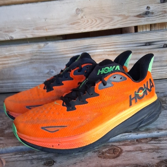 Hoka | Shoes | Hoka Clifton 9 Sunset Vibrant Orange And Black Sneakers ...